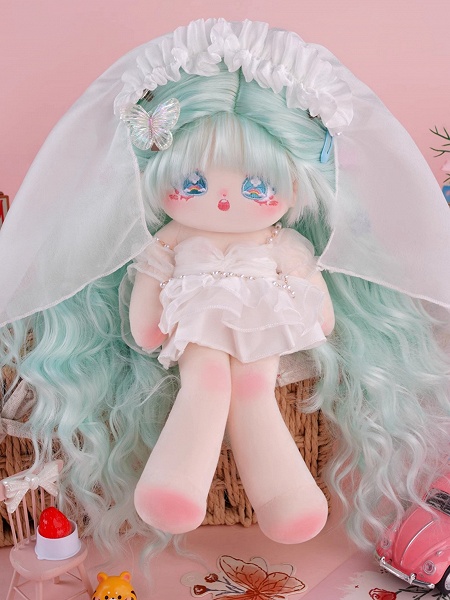 Weather Reporter 30cm Mint Green Long Wavy Hair Cotton Doll